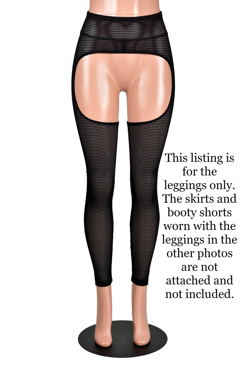 Sheer Black Grid Mesh Chaps (stretch leggings) plus size tights goth gothic – Deranged Designs