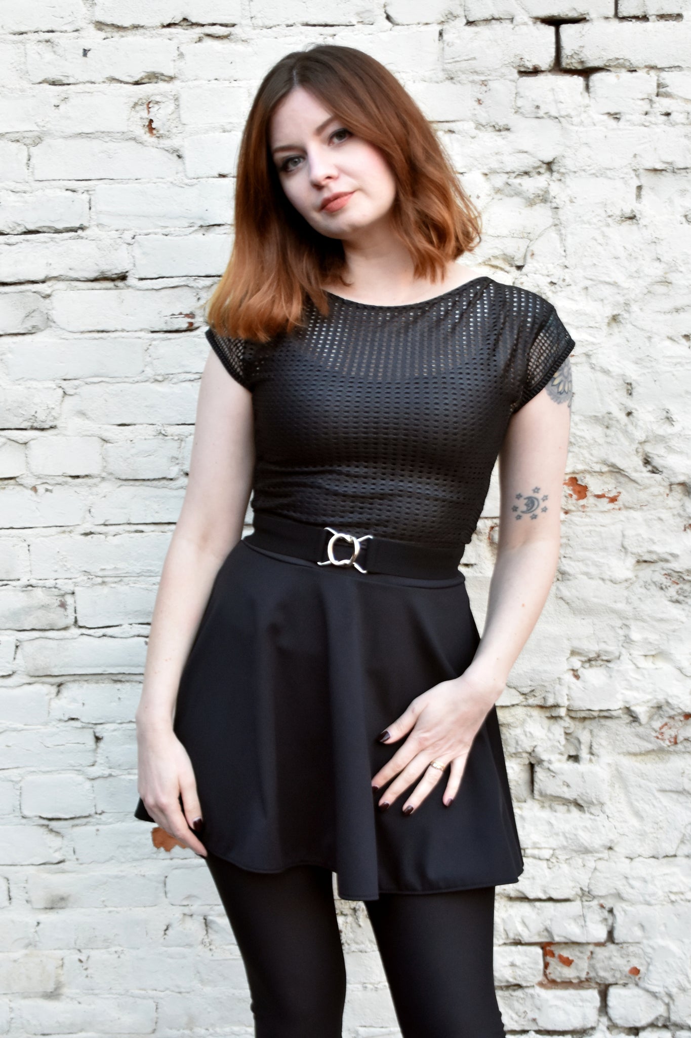 Shiny Black Peep Mesh and Square Net Crop Top plus size shirt gothic ...