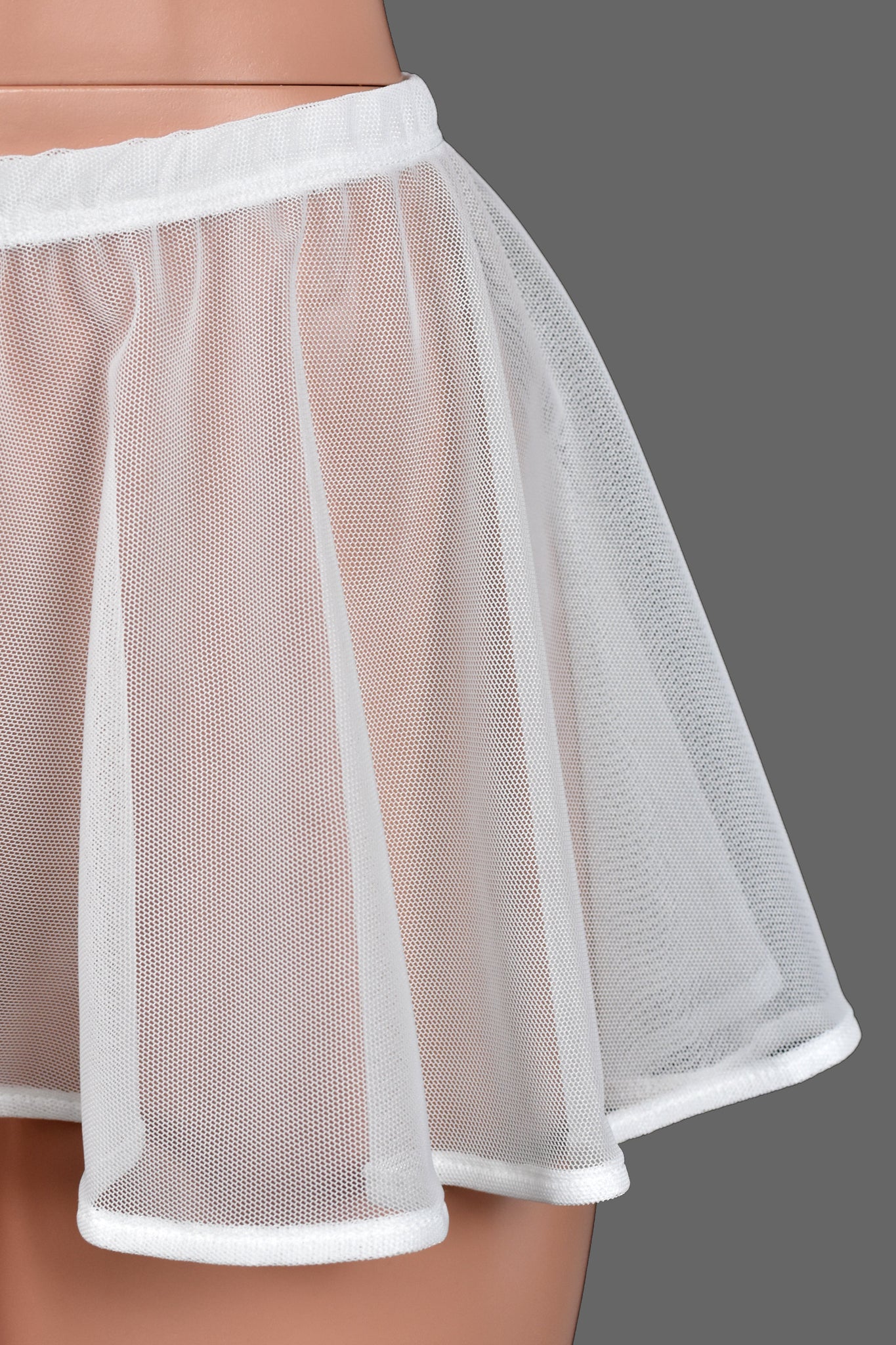 White Mesh High-Low Micro Mini Skirt (8 to 12" length) XS to 3XL plus ...