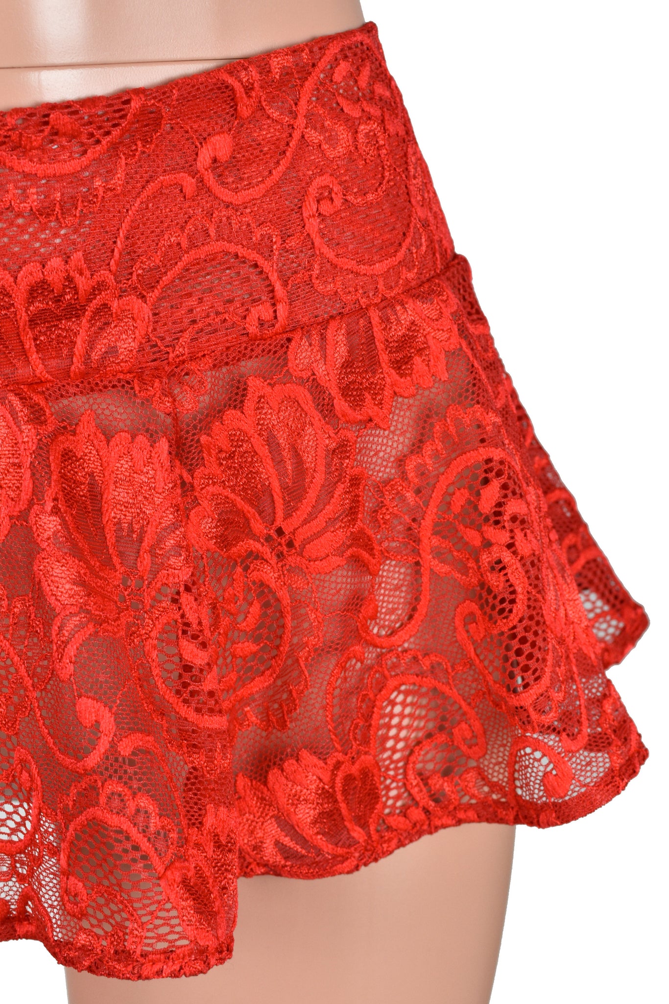 Sheer Red Lace Micro Mini Skirt (folded waistband) plus size lingerie ...