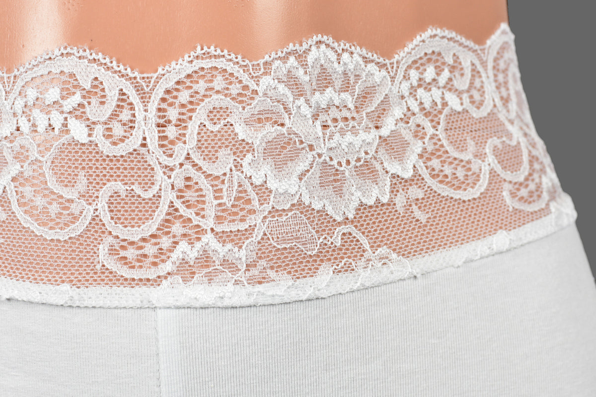White High-Waisted Stretch Lace Shorts plus size cotton spandex ...