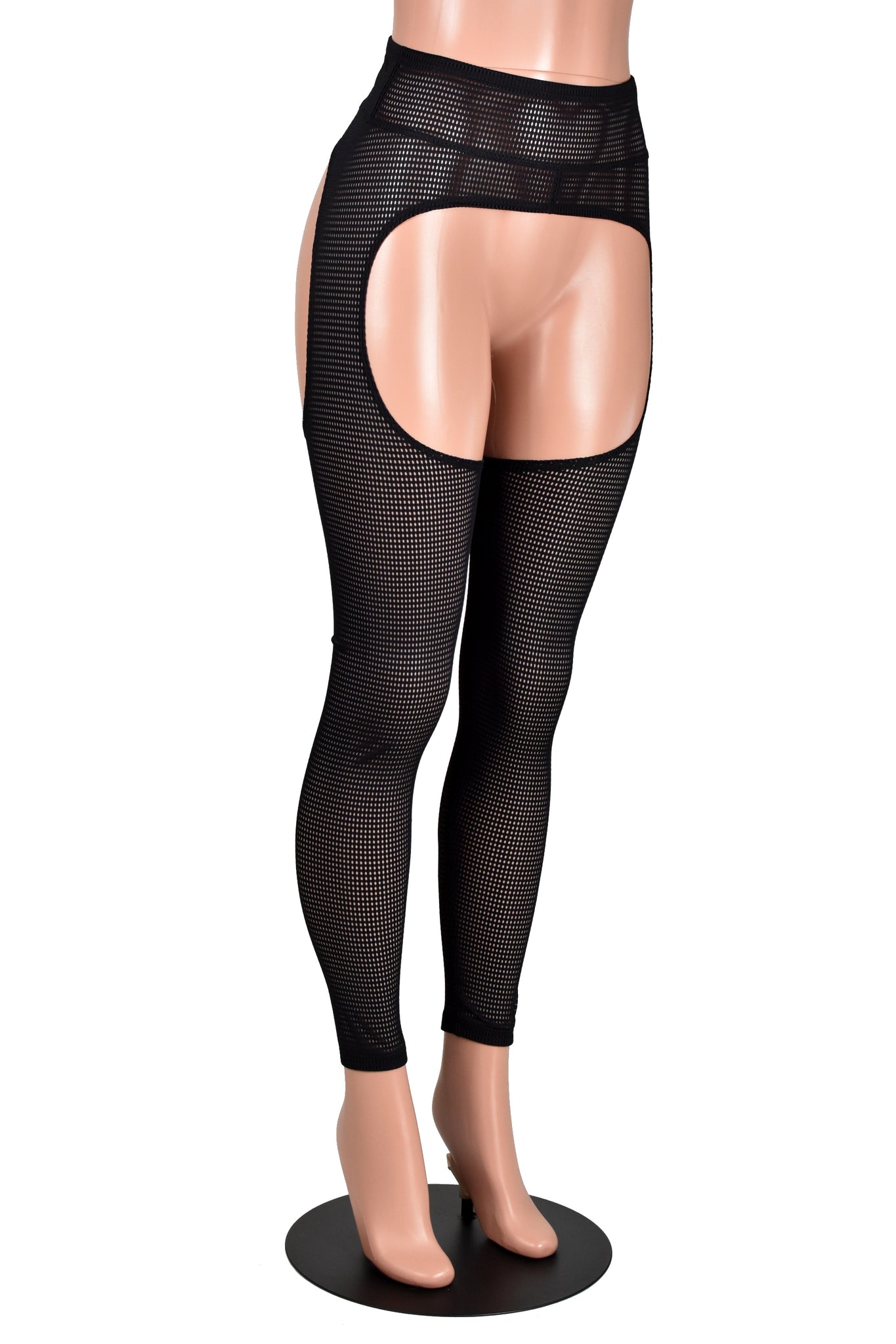 Sheer Black Grid Mesh Chaps (stretch leggings) plus size tights goth gothic – Deranged Designs
