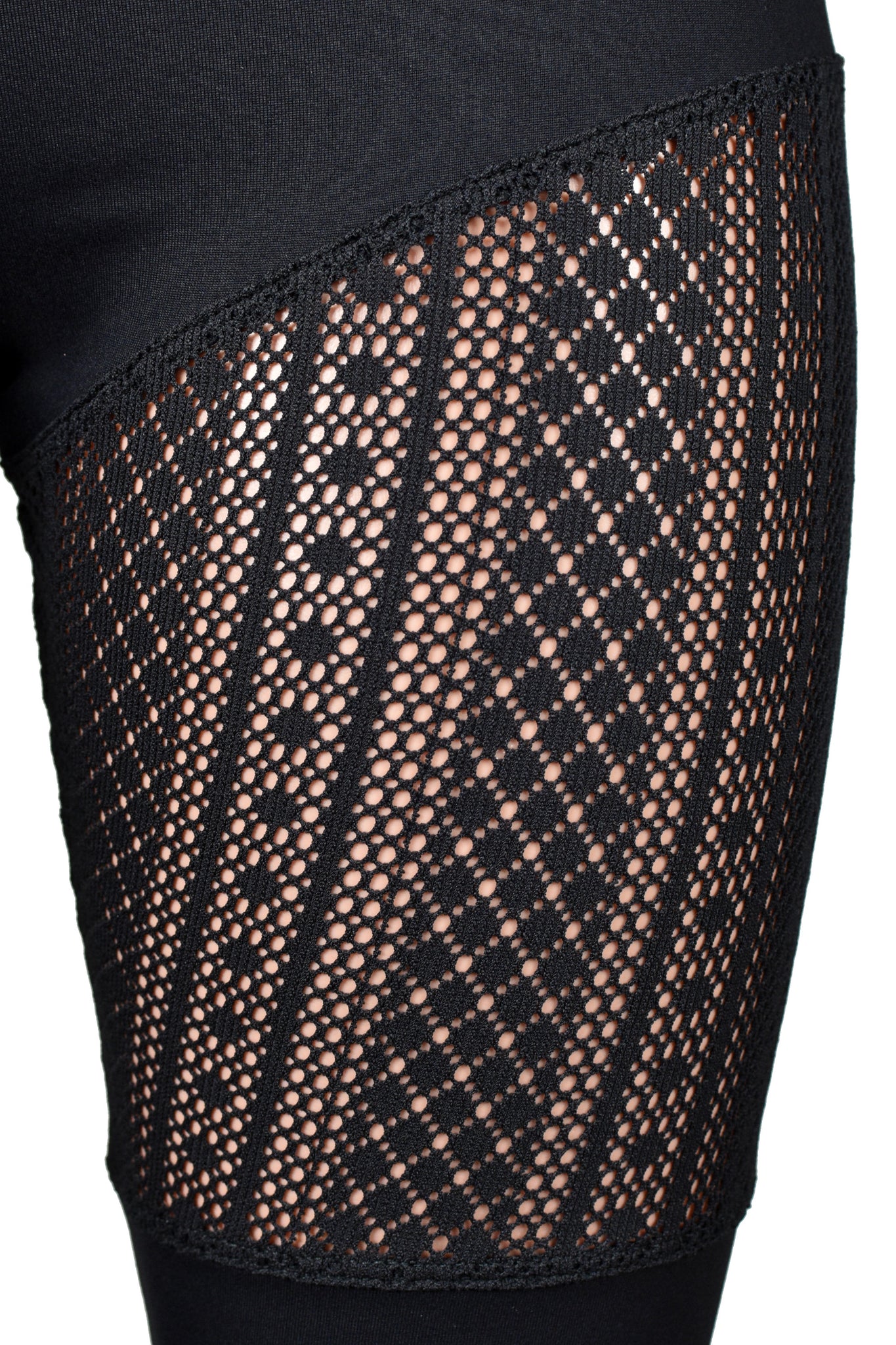 Black Leggings with Sheer Vertical Stripe Pattern Thigh Panel plus size ...