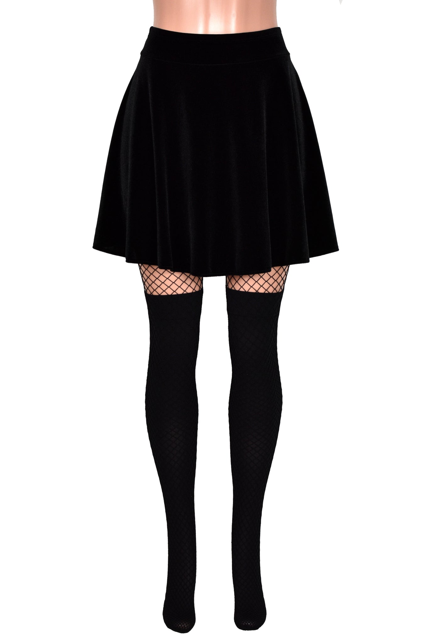 Black Opaque Nylon Thigh High Tights (made by Be Wicked) – Deranged Designs