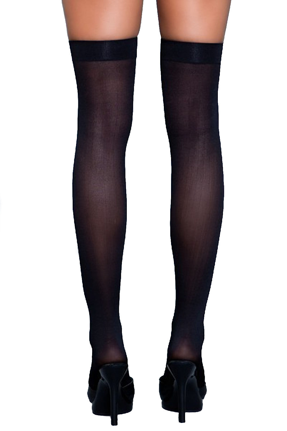 Black Opaque Nylon Thigh High Tights (made by Be Wicked) – Deranged Designs