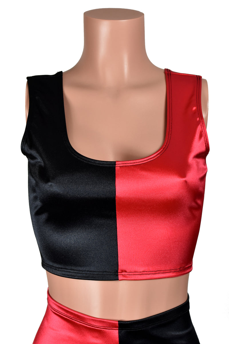 Black Red Satin Harley Cropped Tank Top plus size Halloween costume ...