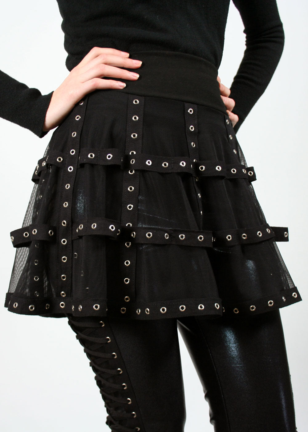 Black Mesh and Grommet Cage Skirt plus size sheer gothic skirt ...