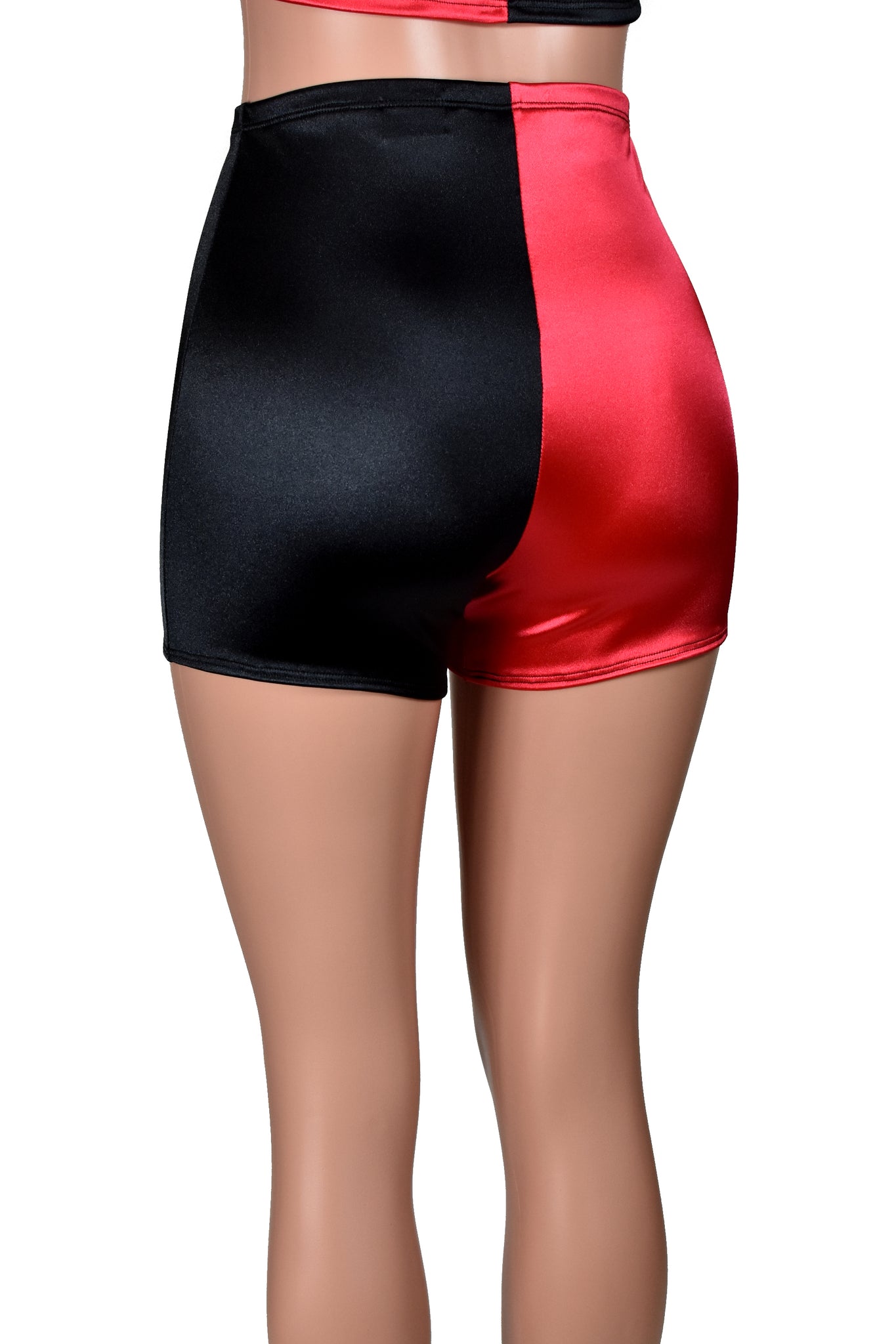 High-Waisted Black Stretch Satin Shorts spandex plus size – Deranged ...