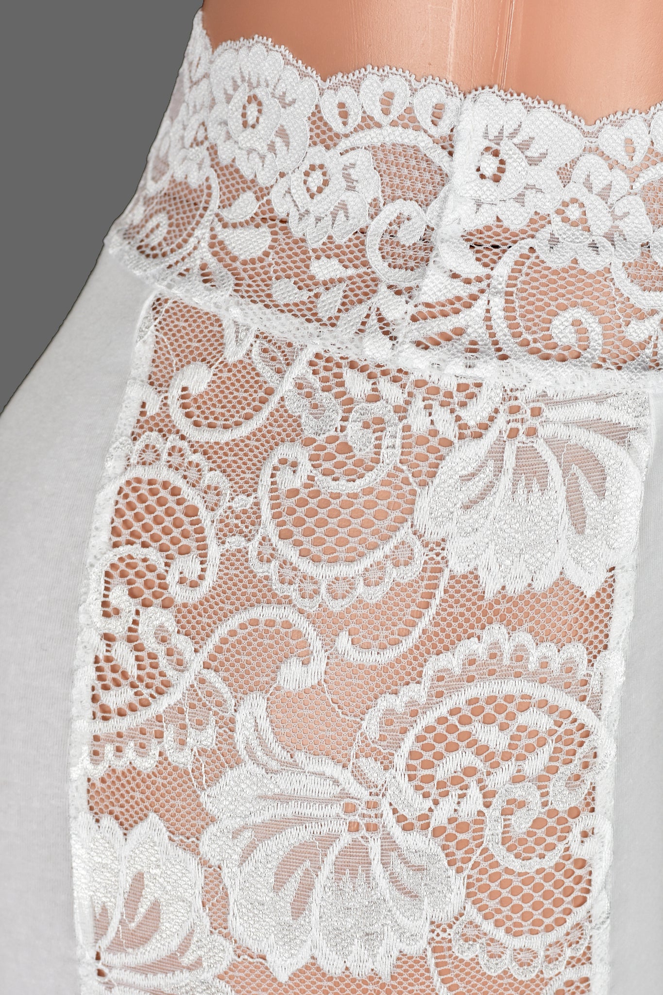 High-Waisted Lace Side White Stretch Lace Shorts (5" inseam) plus size ...